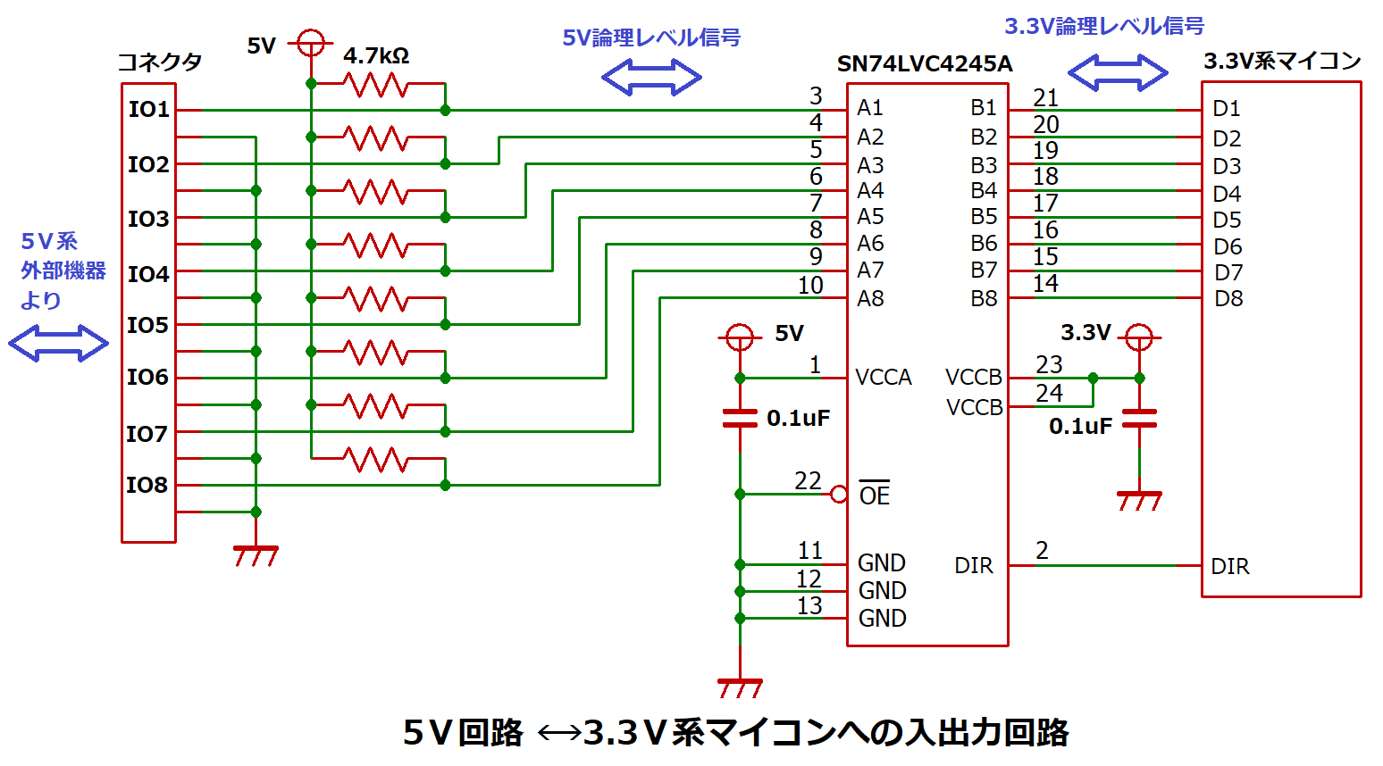 ロジックICの3.3V⇔5V、24V電圧変換と接続方法 | アナデジ太郎の回路設計